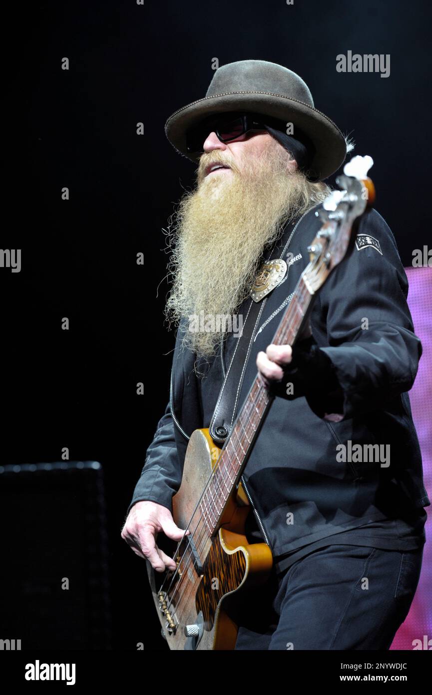 Dusty Hill of ZZ Top performs at the Riverbend Music Center on Sept. 14 ...