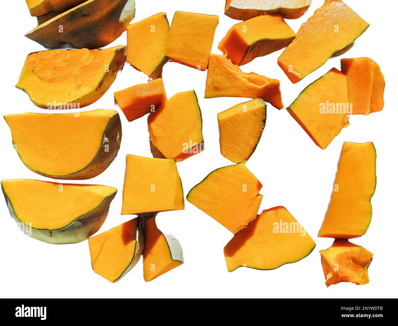 Pumpkin pieces isolated on white background Stock Photo - Alamy