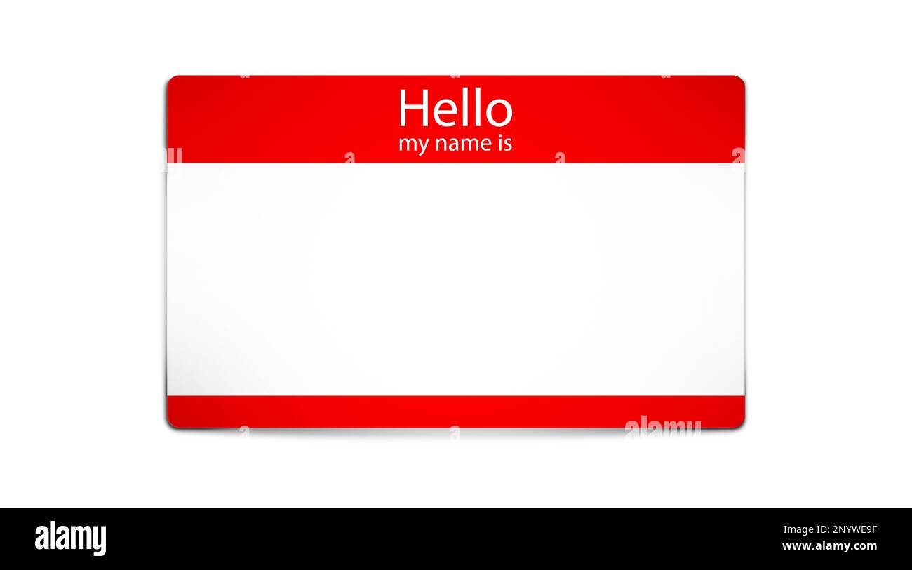 Card with text Hello my name is on white background, illustration ...