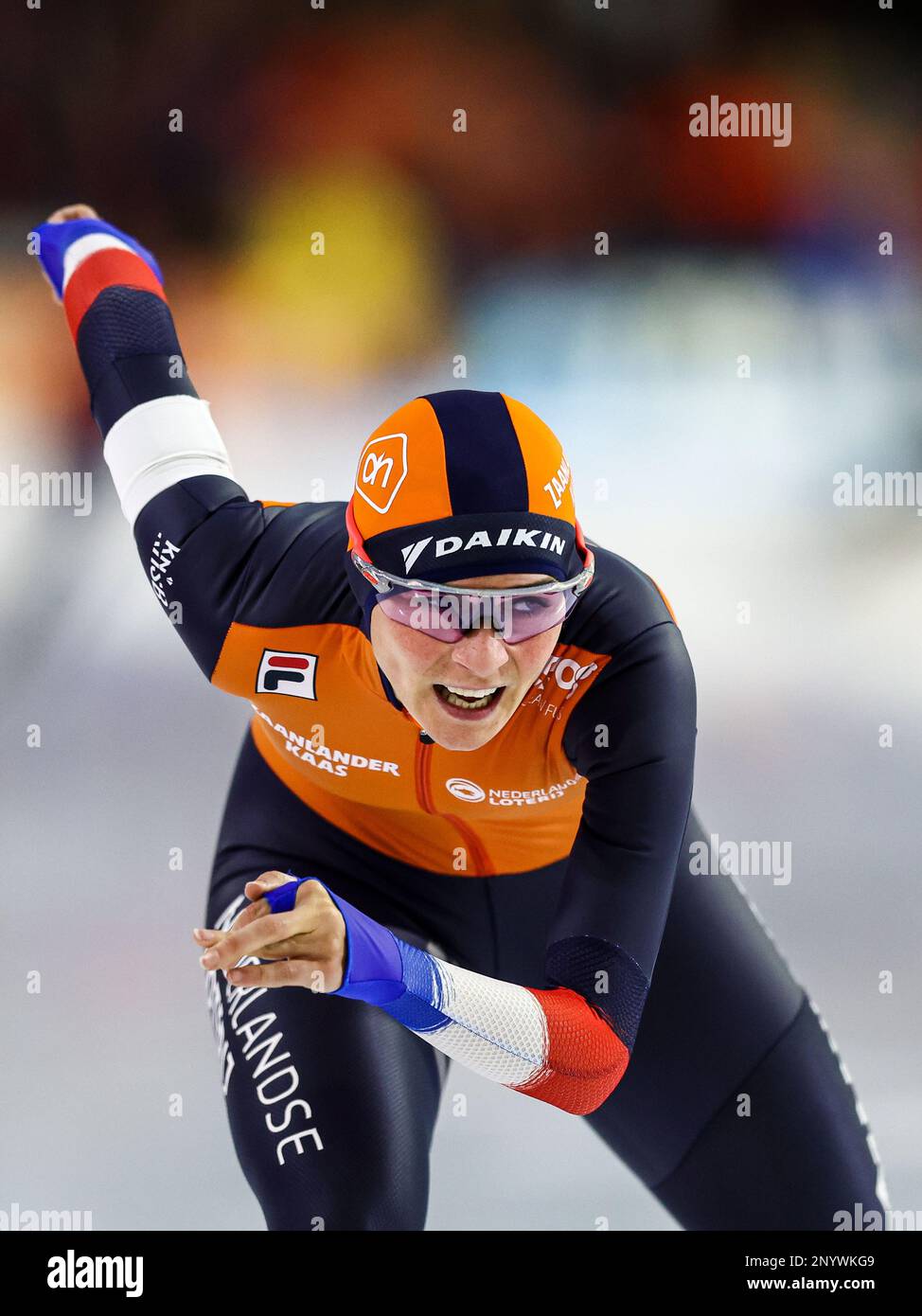 HERENVEEN - Netherlands, 02/03/2023, Irene Schouten (NED) during the 3000 meter race at the ISU ...