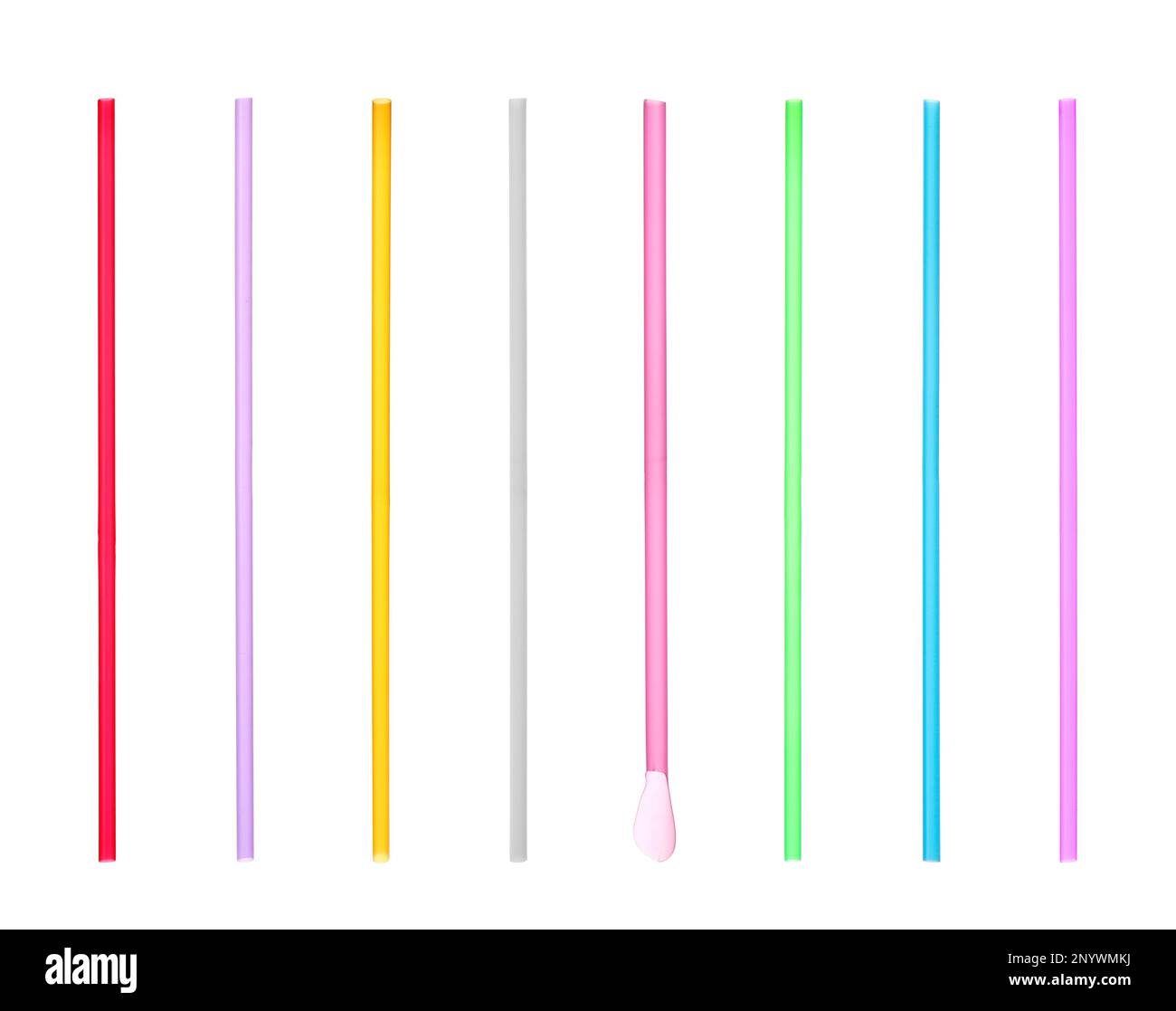 Set with different straws for drinks on white background Stock Photo ...