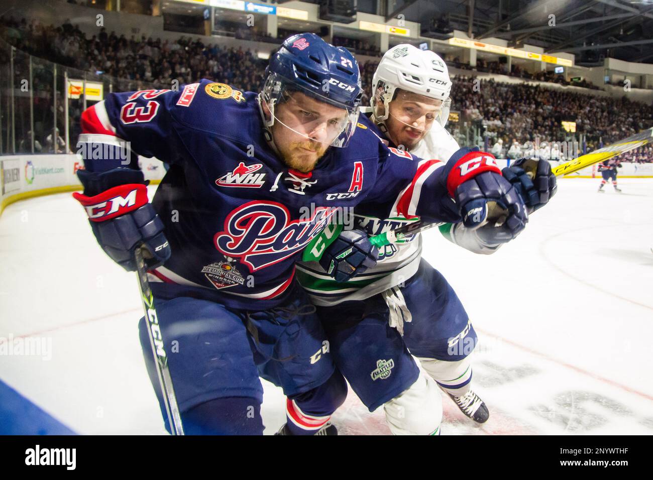 Regina Pats forward Sam Steel (23) and Seattle Thunderbirds forward ...