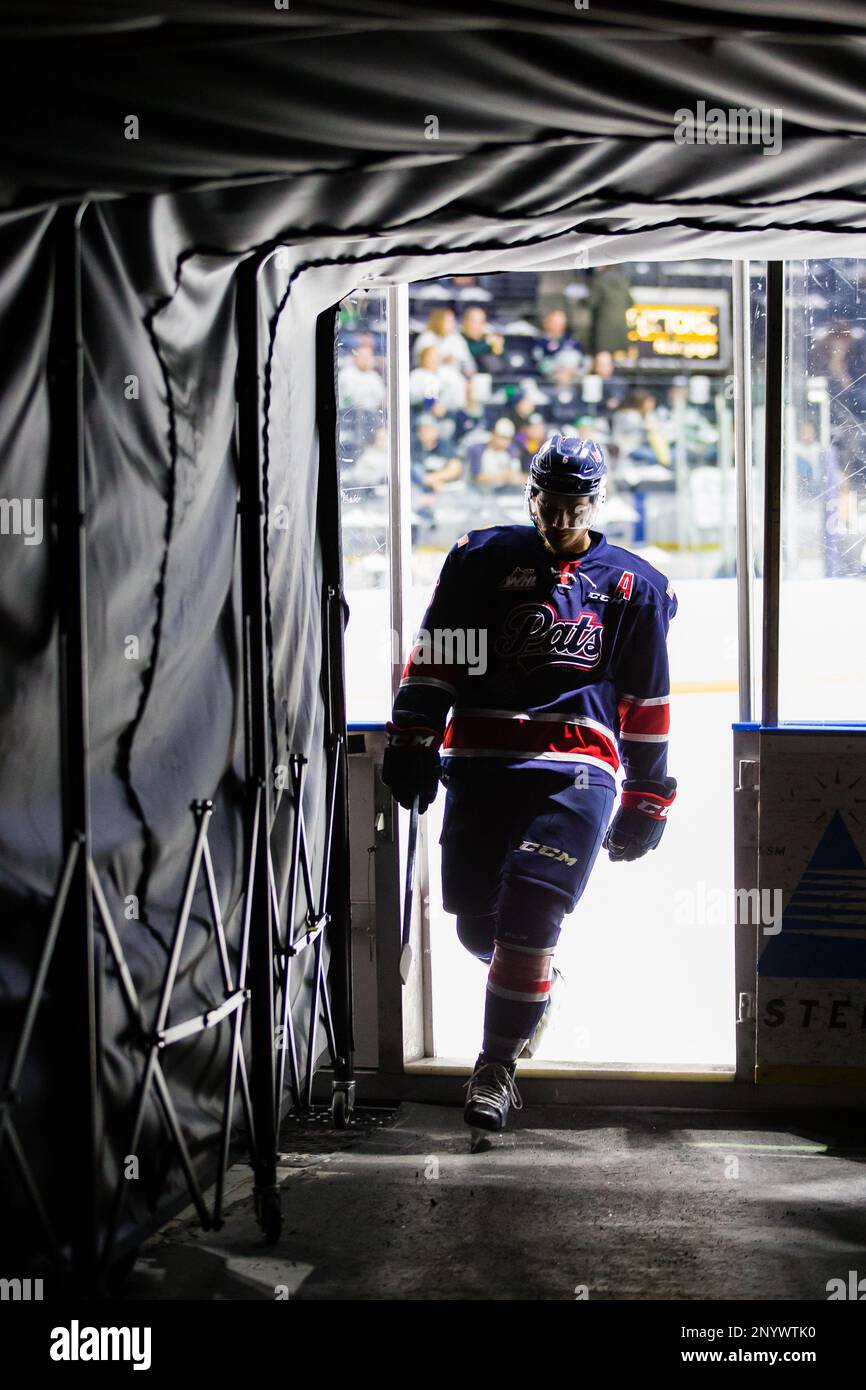 Regina Pats defenseman Chase Harrison (6) leaves the ice after warmups ...