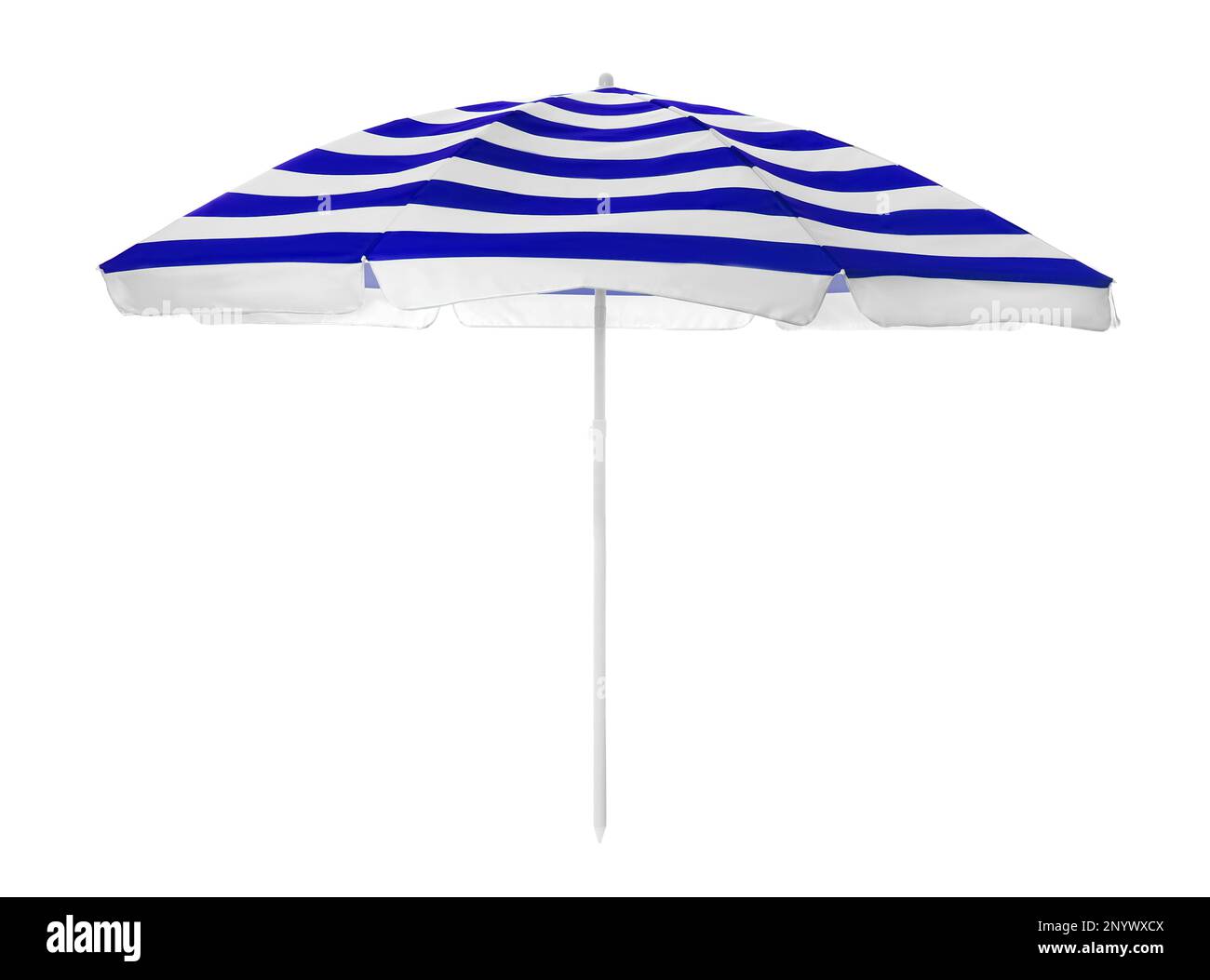 Open striped beach umbrella isolated on white Stock Photo - Alamy