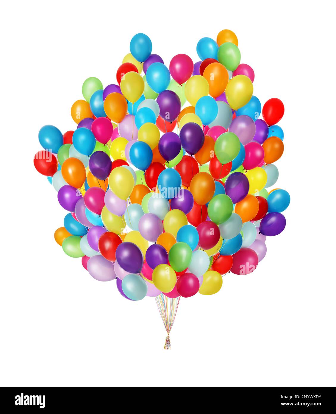 Big bunch of bright balloons on white background Stock Photo - Alamy