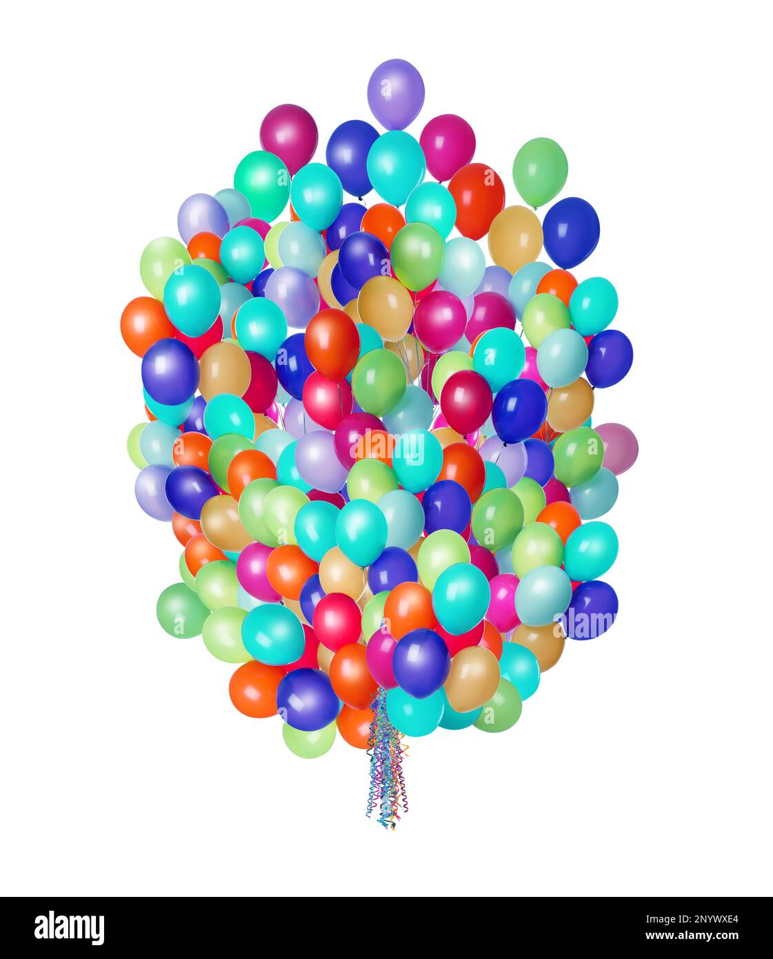 Big bunch of bright balloons on white background Stock Photo - Alamy