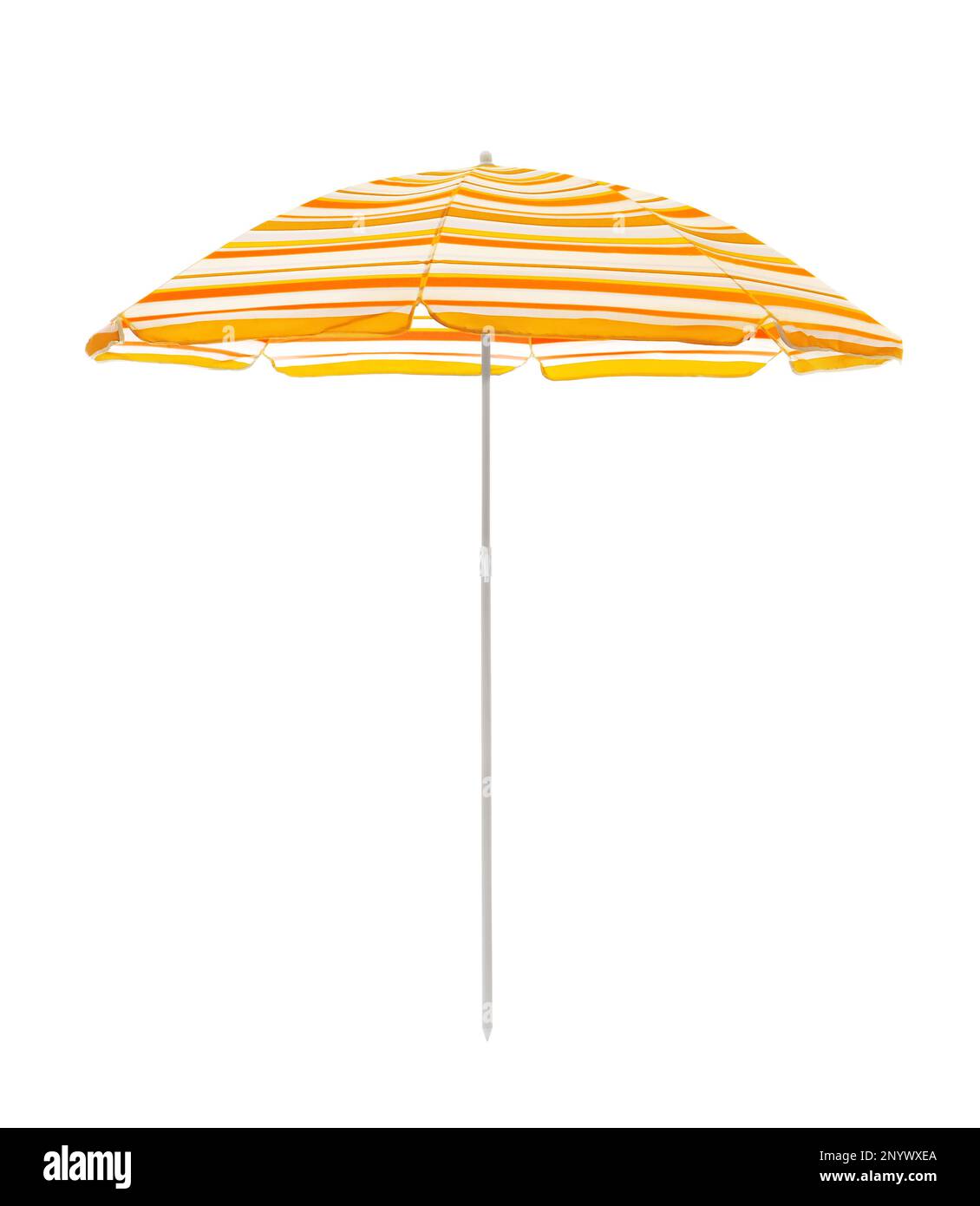 Open striped beach umbrella isolated on white Stock Photo - Alamy