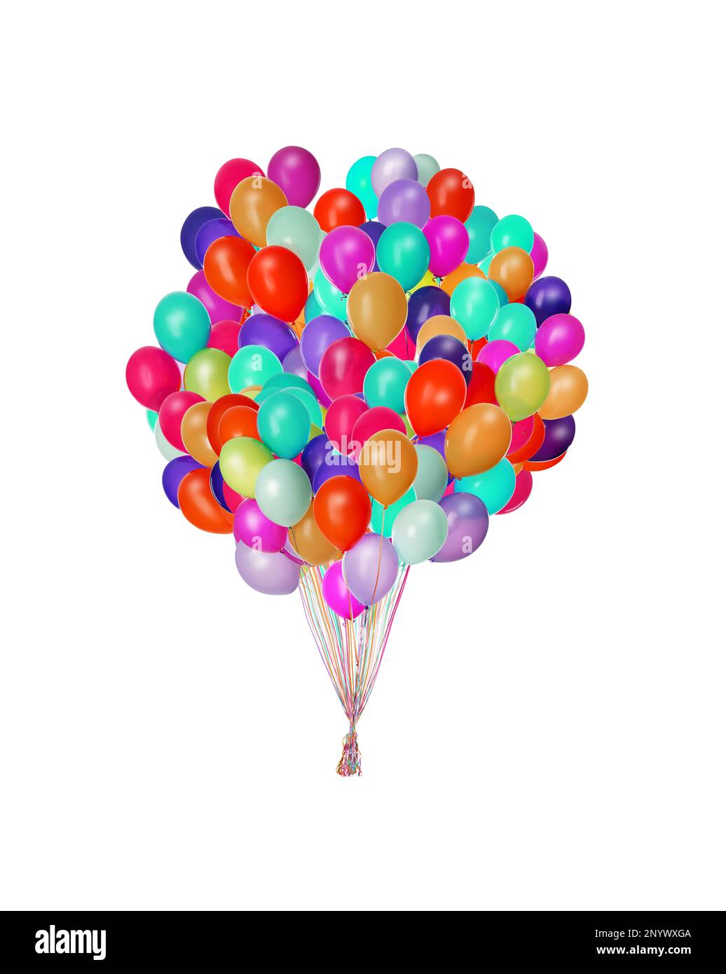 Big bunch of bright balloons on white background Stock Photo - Alamy