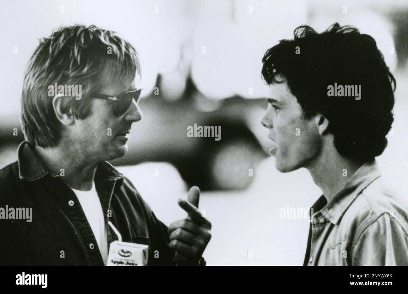 English film director Franc Roddam and actor Kevin Dillon on the set of ...