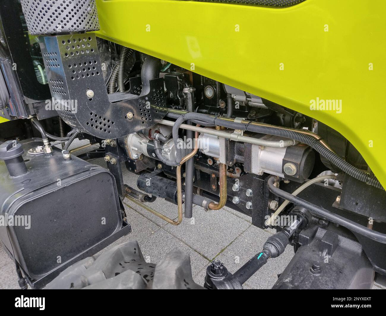 the area where the engine of a tractor is located. Details of a tractor ...