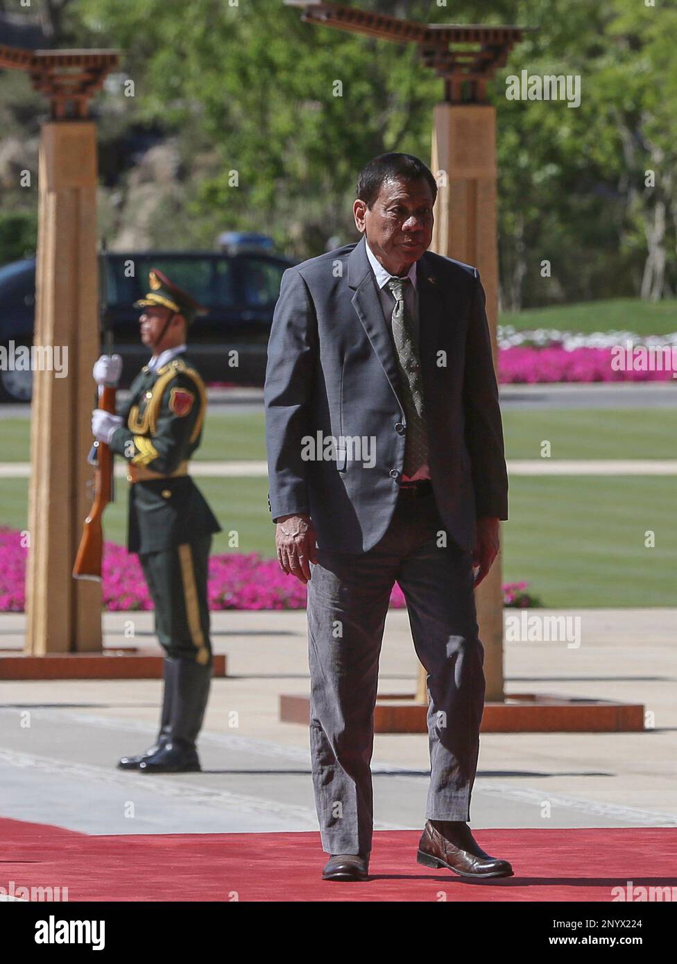 Philippines President Rodrigo Duterte arrives for the welcome ceremony ...