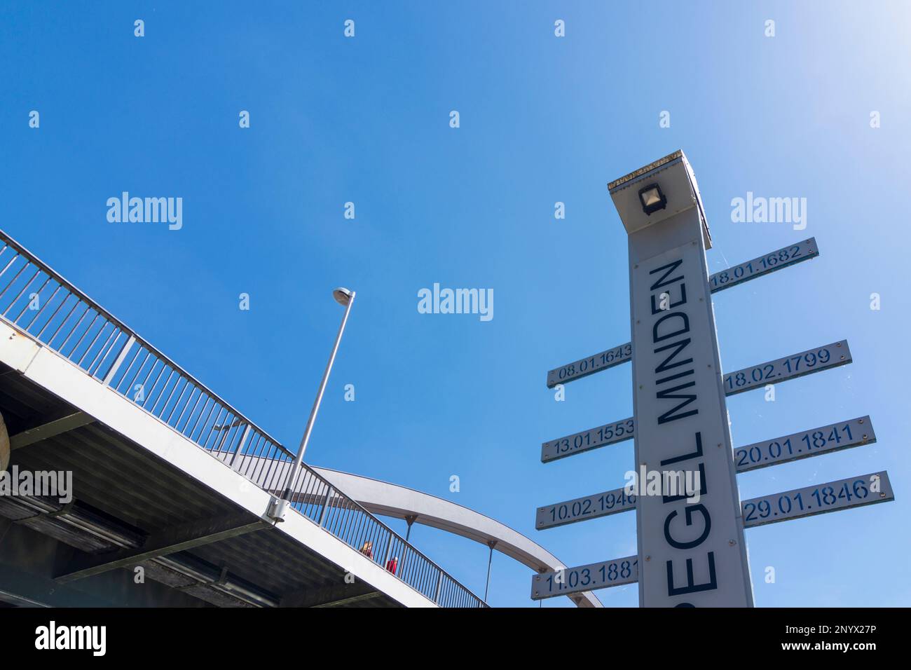 Level pegel minden with flood marks in teutoburger wald hi-res stock ...