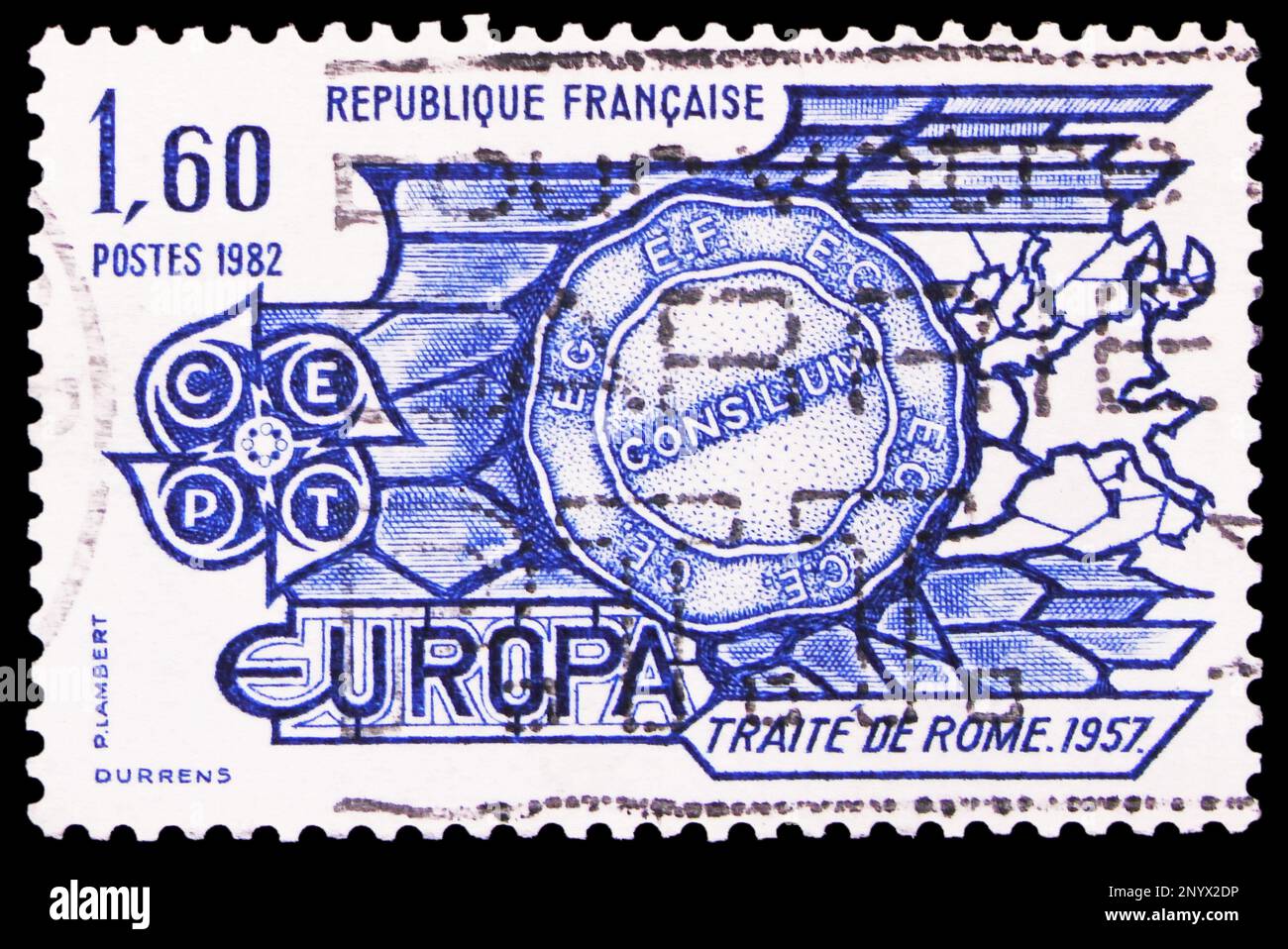 MOSCOW, RUSSIA - FEBRUARY 15, 2023: Postage stamp printed in France ...