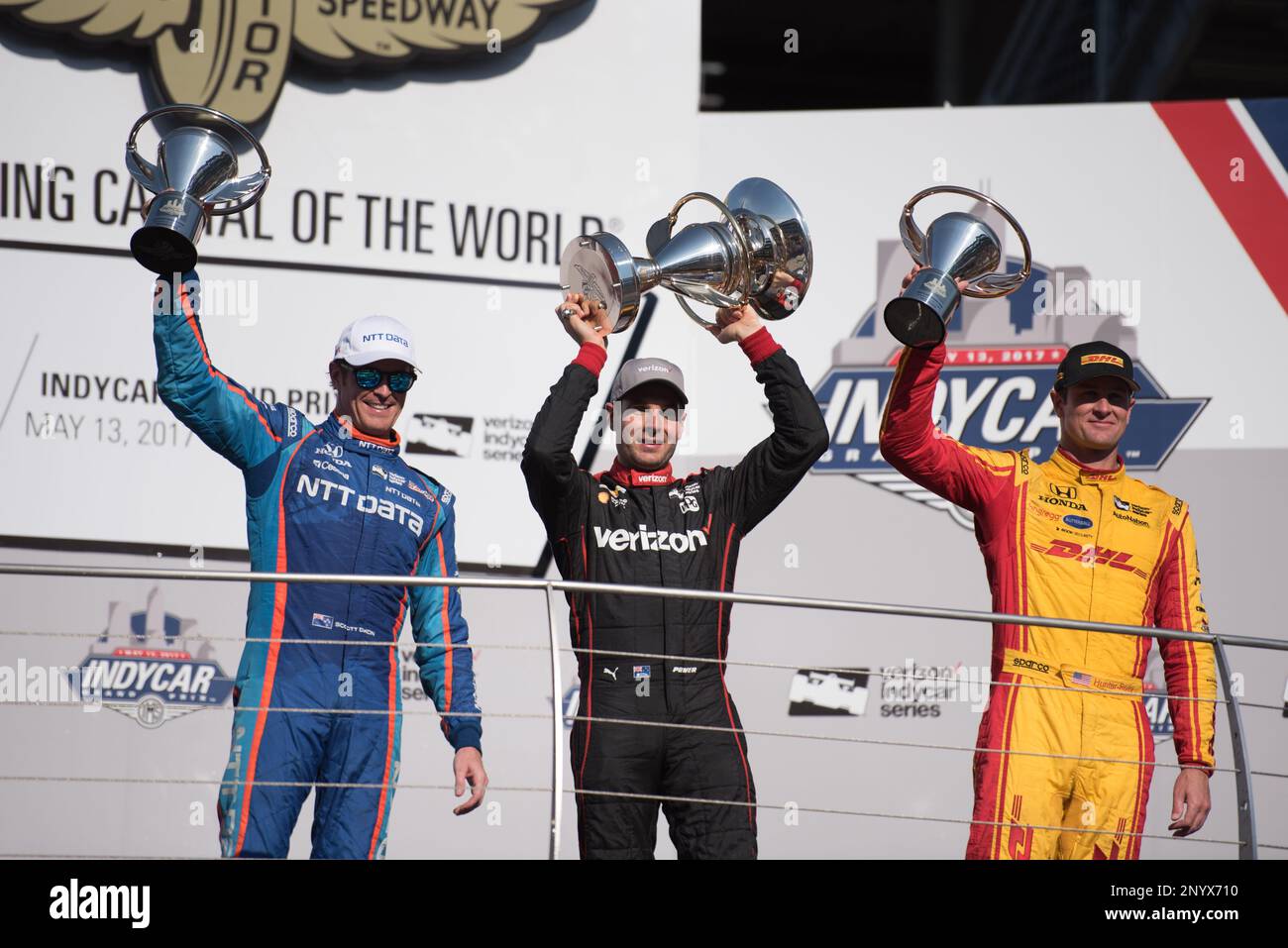 INDIANAPOLIS, IN - May 13: Will Power, Scott Dixon and Ryan Hunter-Reay ...