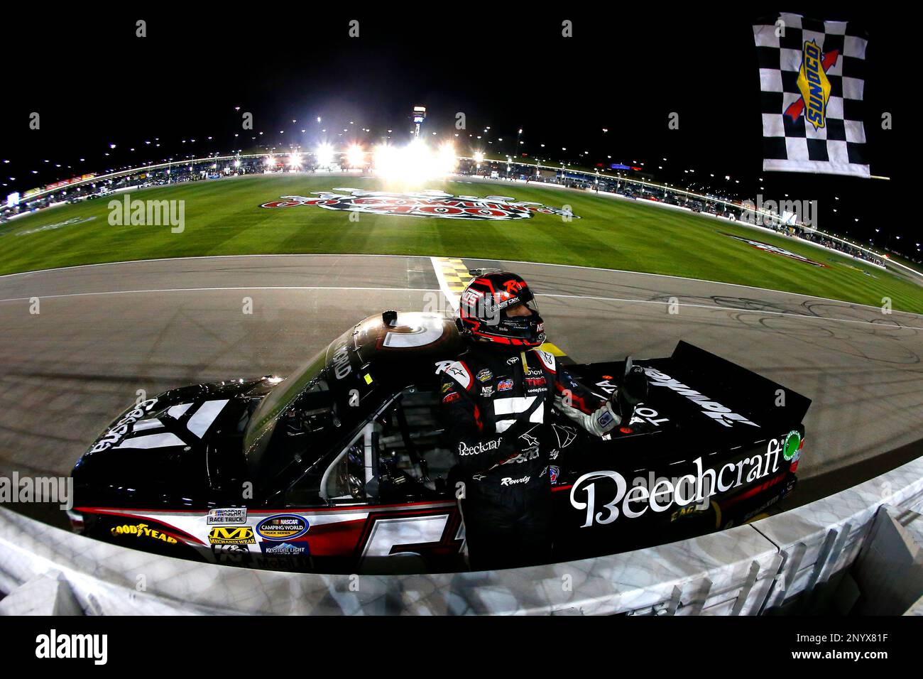 Kyle Busch, Cessna Toyota Tundra celebrates his win at the NASCAR Truck ...