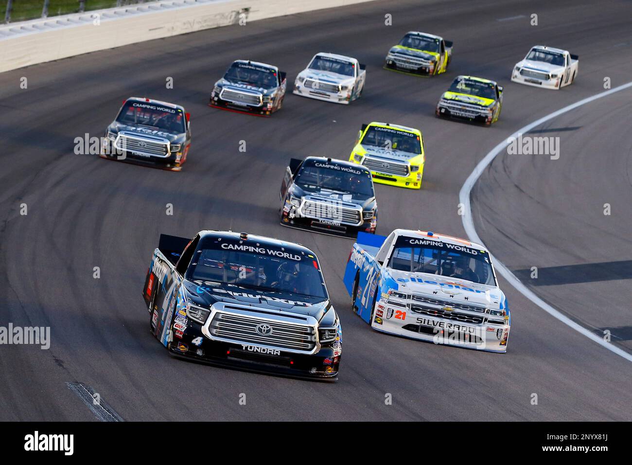 Christopher Bell (4) and Johnny Sauter (21) during the NASCAR Truck ...