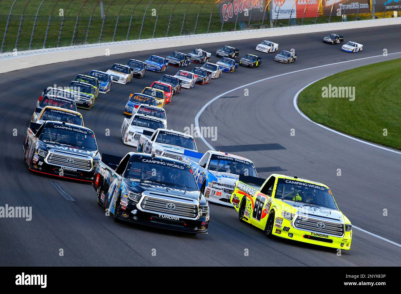 Matt Crafton (88) and Christopher Bell (4) during the NASCAR Truck ...