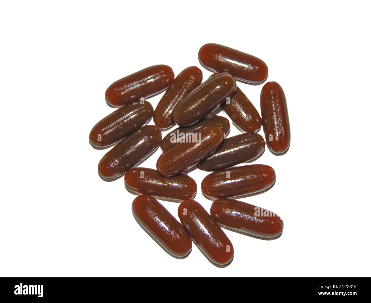 group of sunflower lecithin capsules isolated on white Stock Photo - Alamy