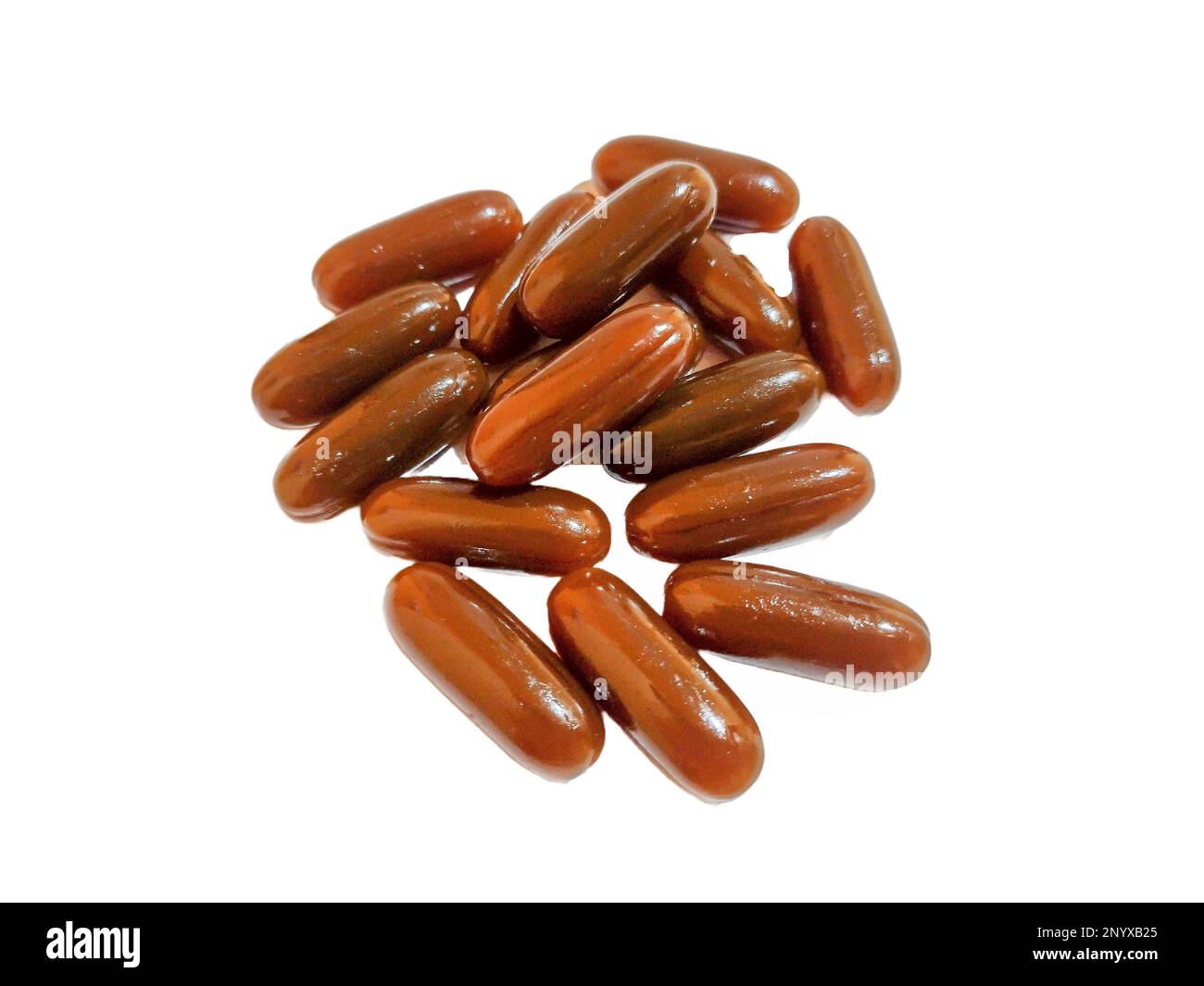 group of sunflower lecithin capsules isolated on white Stock Photo - Alamy