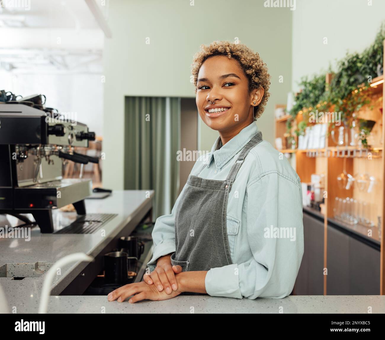 Portrait cheerful female bartender hi-res stock photography and images ...