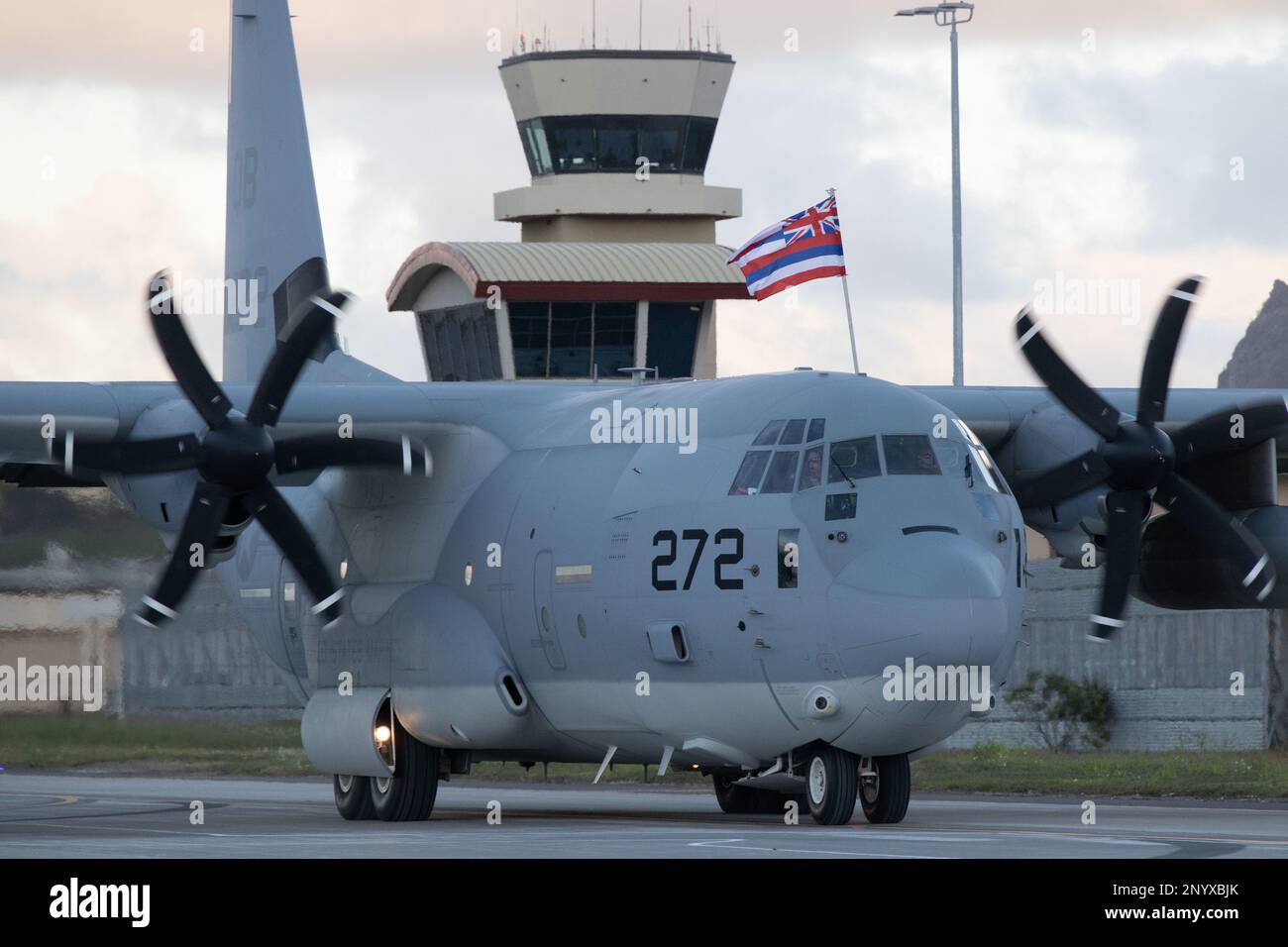 A U.S. Marine Corps KC-130J aircraft assigned to Marine Aerial Refueler ...