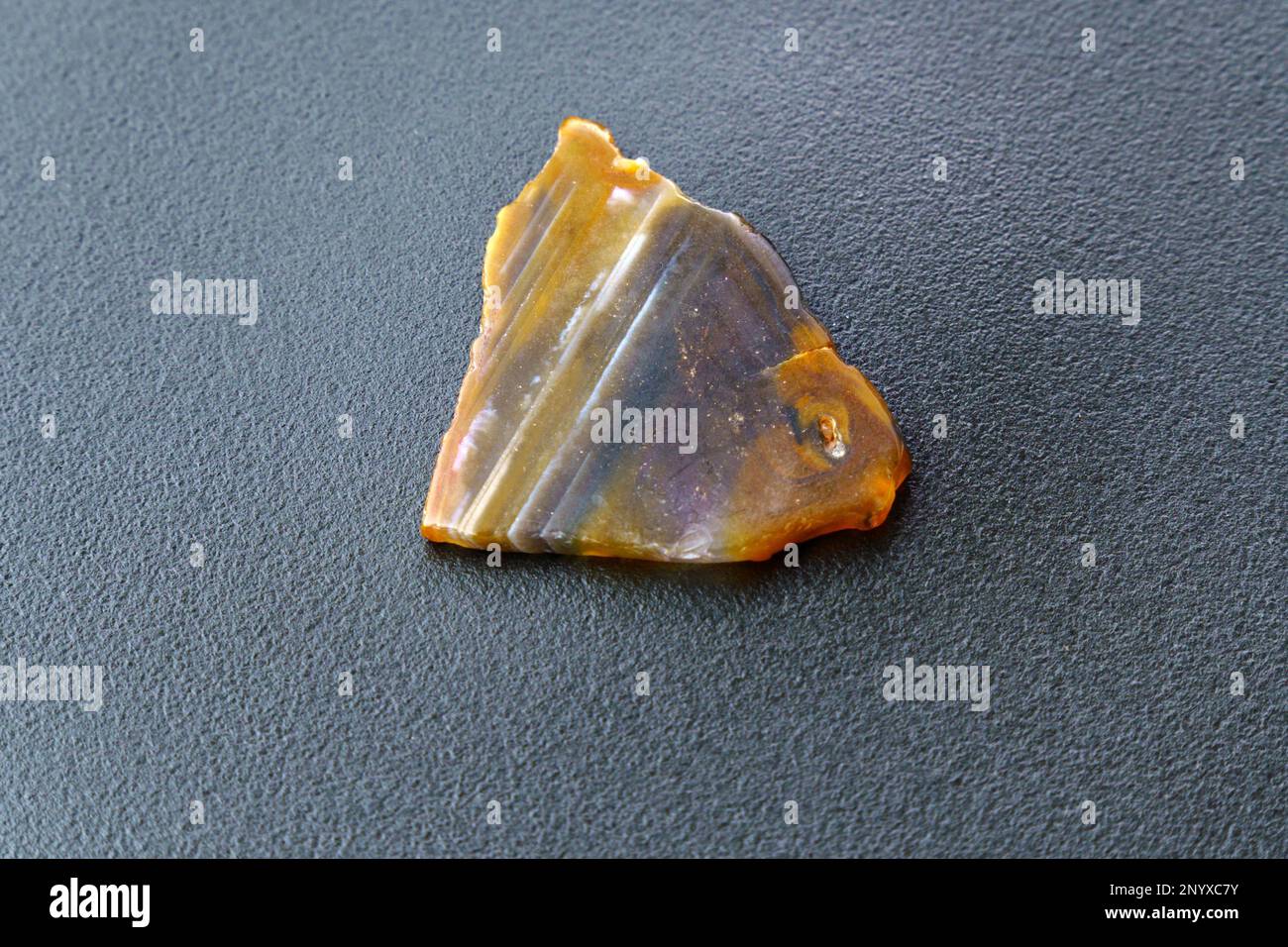 Agate Crystal cross section. Natural light translucent stone close up ...