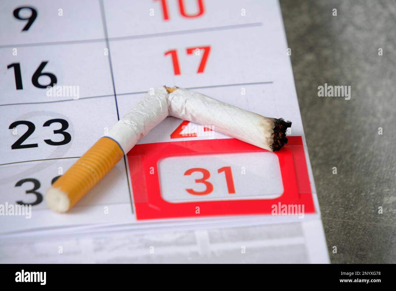 Extinguished Cigarette Lies Calendar with 31st Number marked.Concept ...