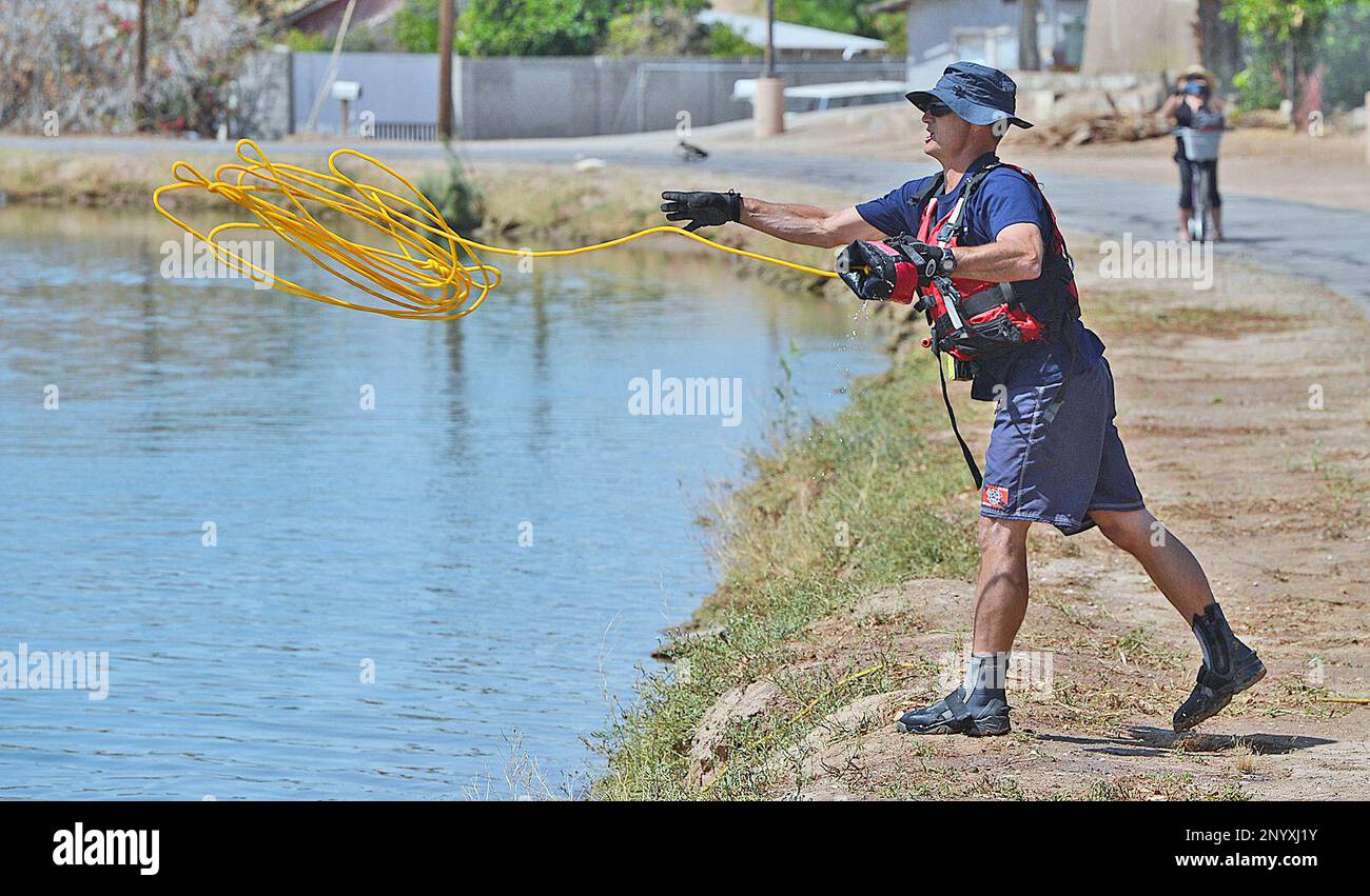 Yuma Fire Department Capt. Gary Welch demonstrates how to throw a rope ...