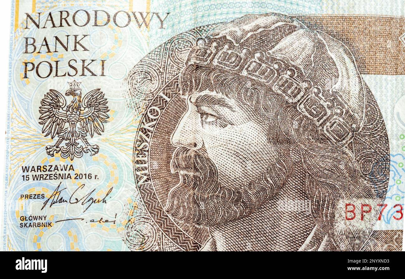 Polish currency, 10 zloty, ten zl bill, banknote, object macro, detail ...