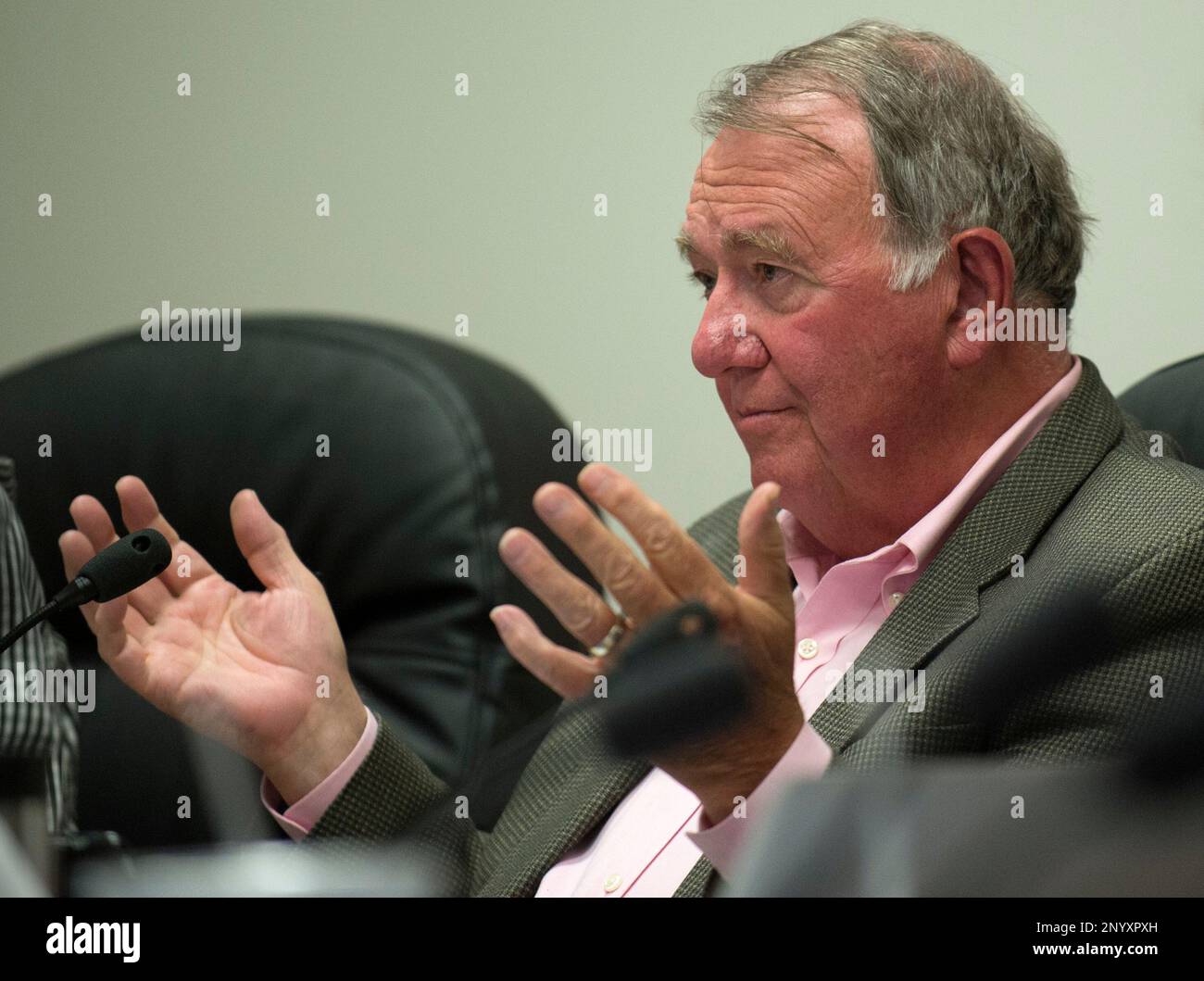 In this May 8, 2017, photo, Councilman Chris Talkington asks city ...