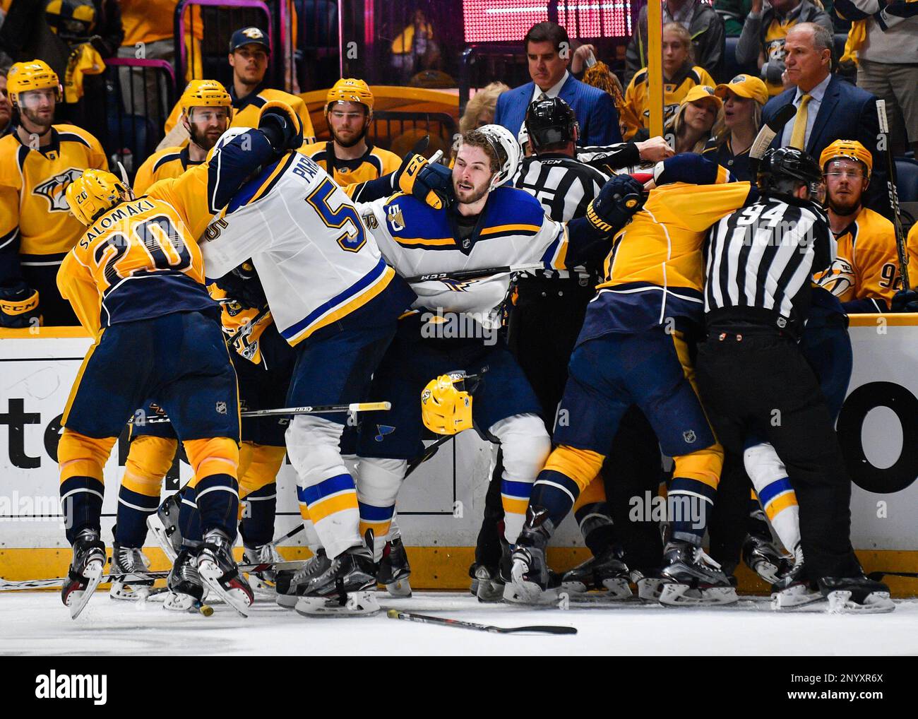 May 2, 2017; Nashville TN, USA linesman Derek Amell (75) and linesman ...