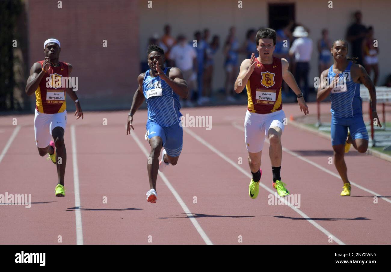 Christian Sourapas of Southern California wins the 200m in 20.63 during ...