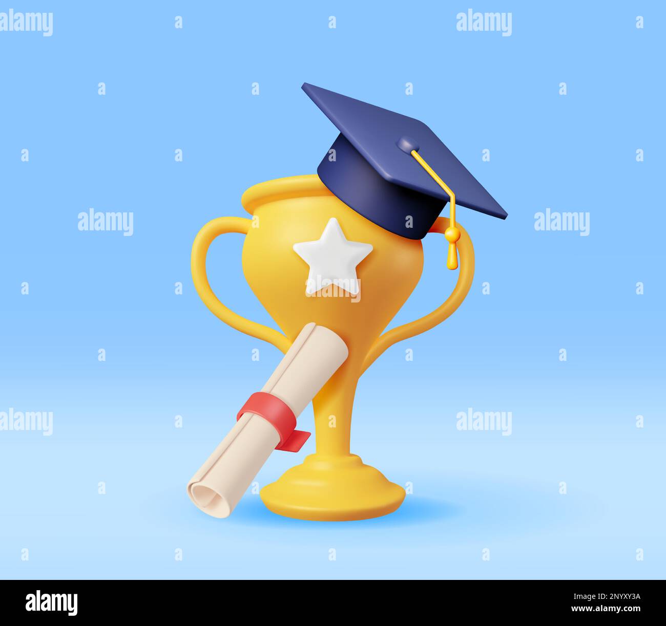 3D Gold Trophy, Diploma and Graduation Cap Stock Vector Image & Art - Alamy