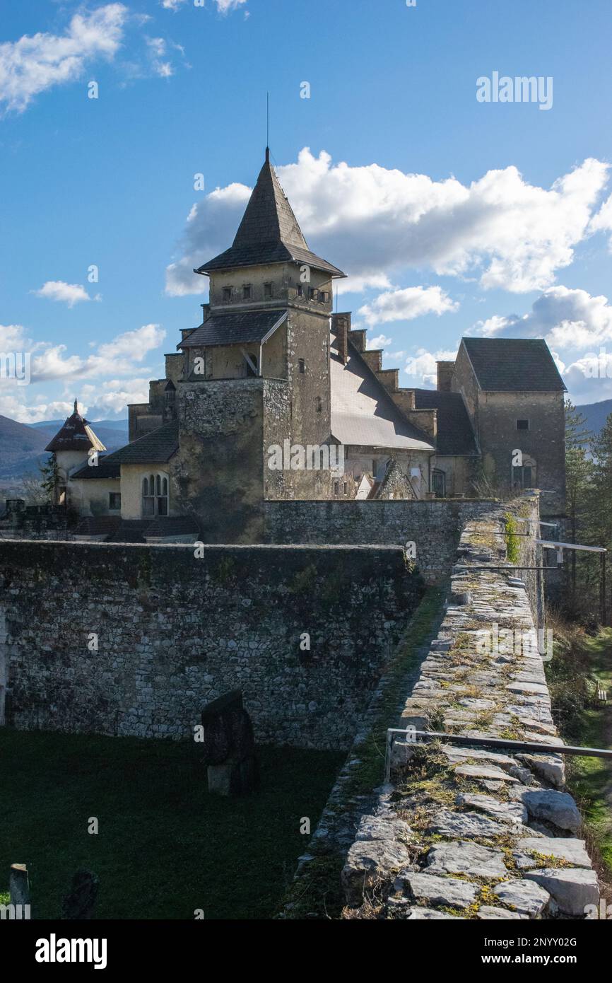 Ostrozac castle, castle lake from Disney stories. Beautiful ...