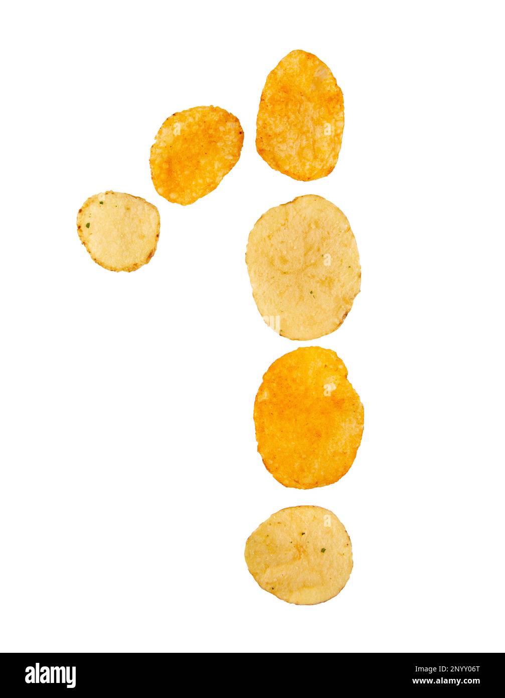 Number 1 made of potato chips and isolated on white background. Food ...