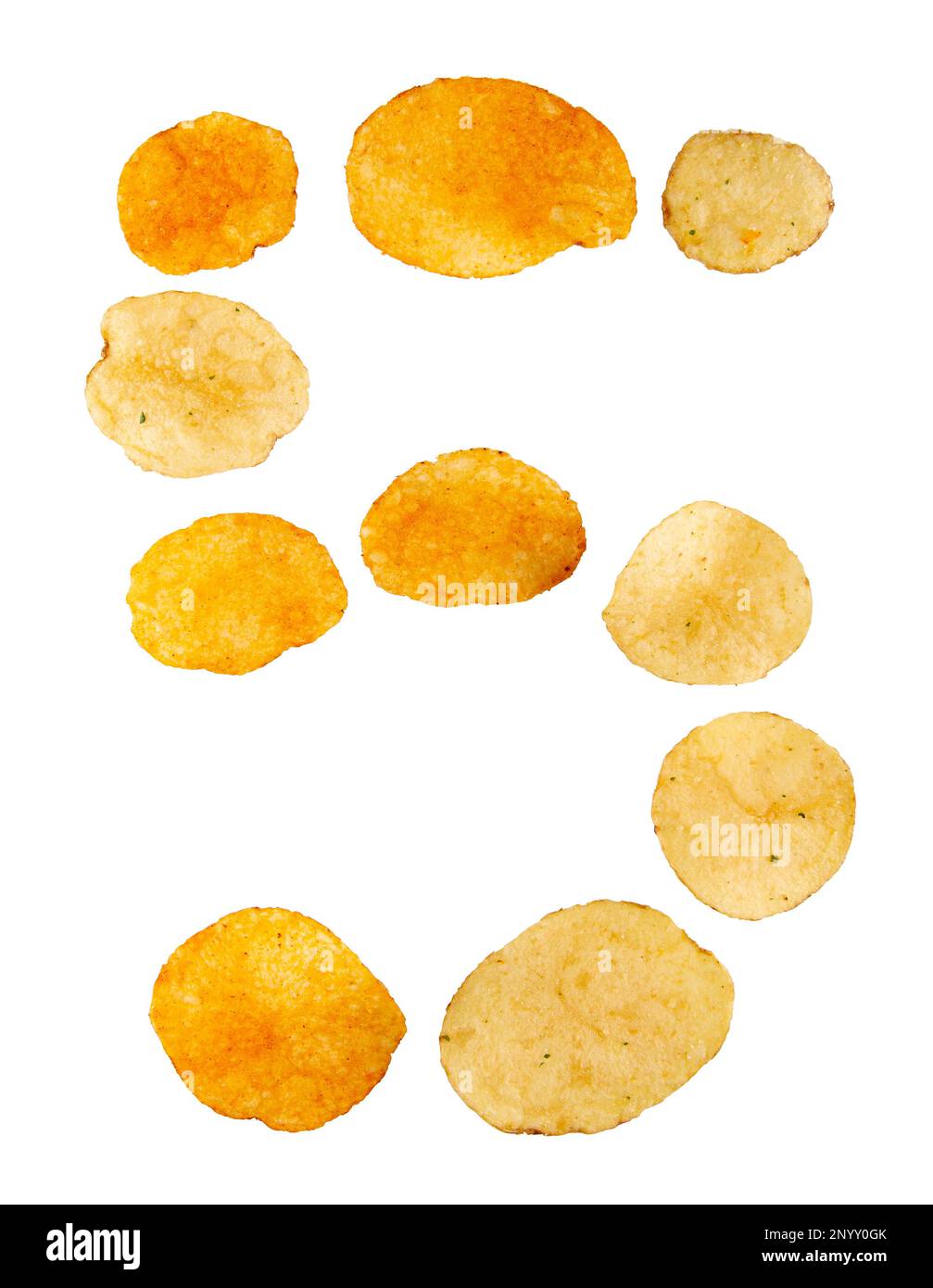 Number 5 made of potato chips and isolated on white background. Food ...