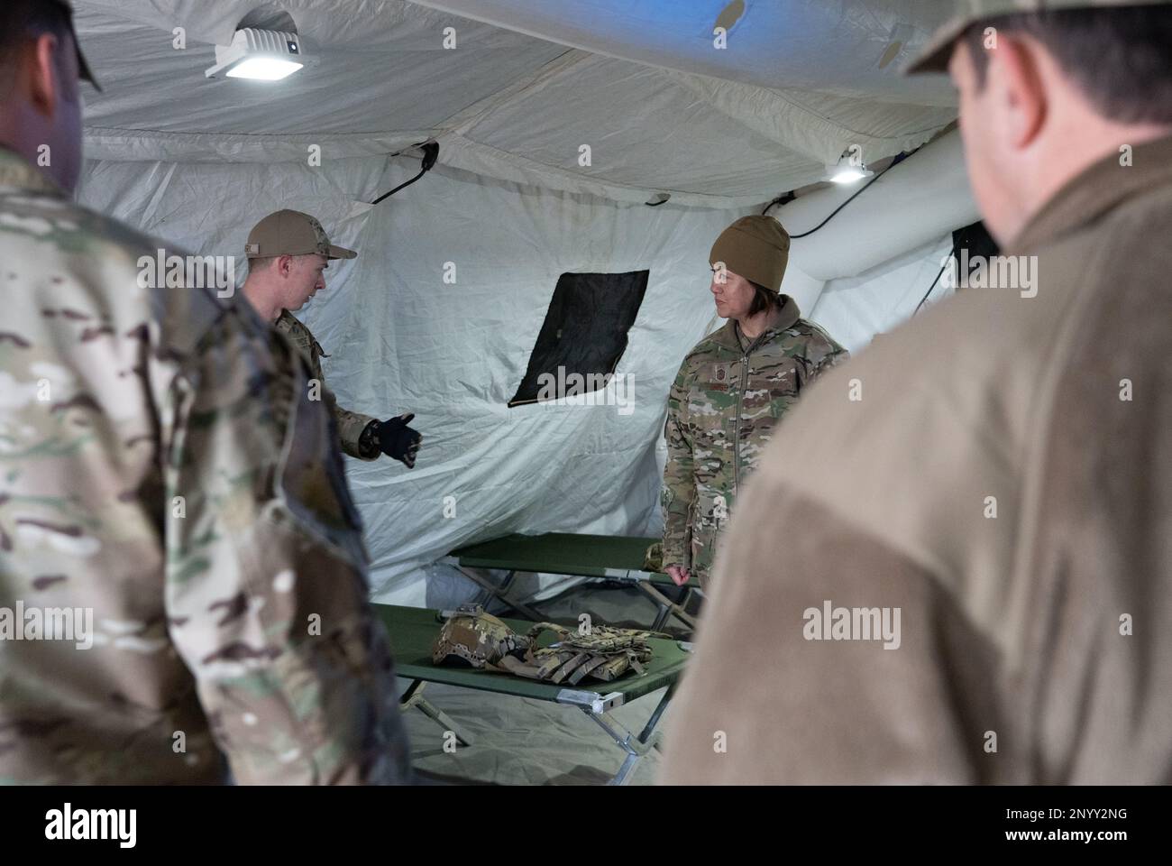 Chief Master Sergeant of the Air Force JoAnne S. Bass engaged with the ...