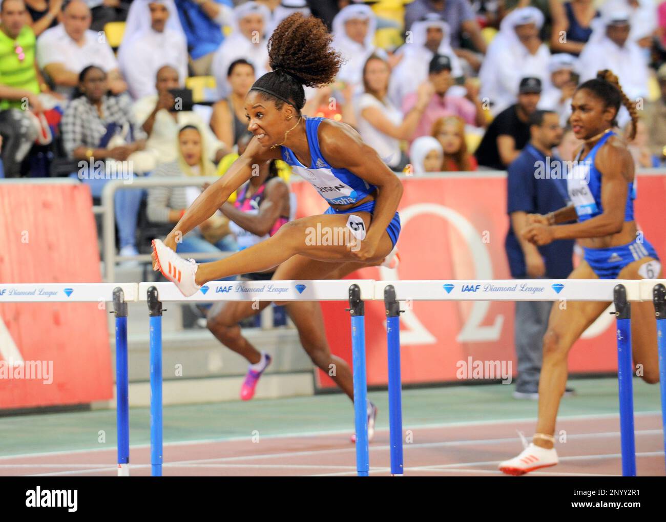 Kendra Harrison (USA) wins the women's 100m hurdles in 12.59 during 2017 IAAF Diamond League ...