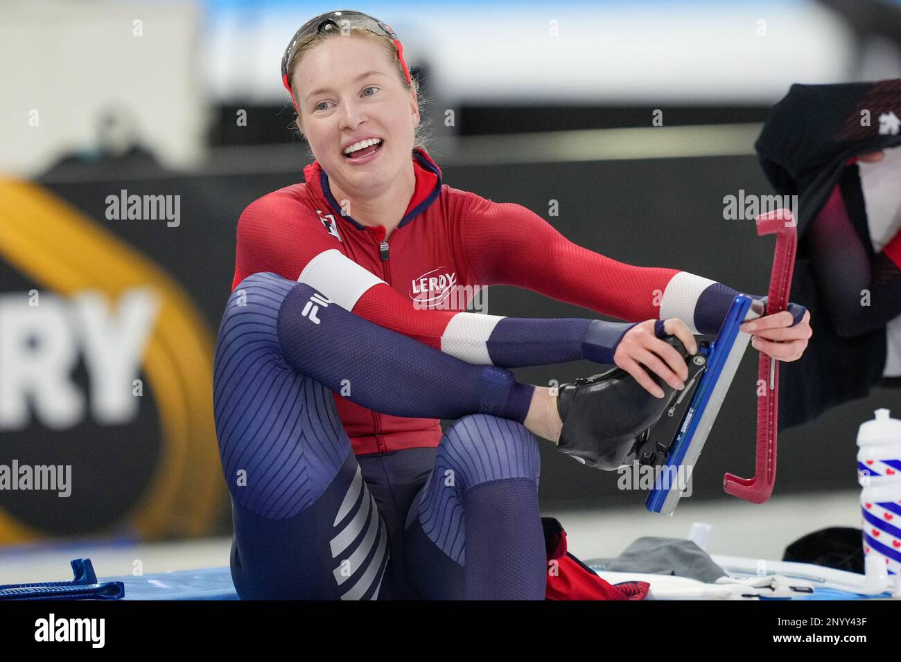 HEERENVEEN, NETHERLANDS - MARCH 2: Ragne Wiklund of Norway competing on ...
