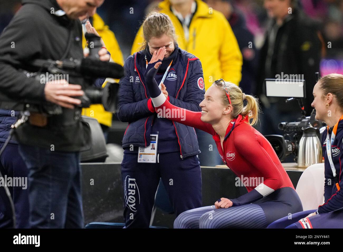 HEERENVEEN, NETHERLANDS - MARCH 2: Ragne Wiklund of Norway competing on ...