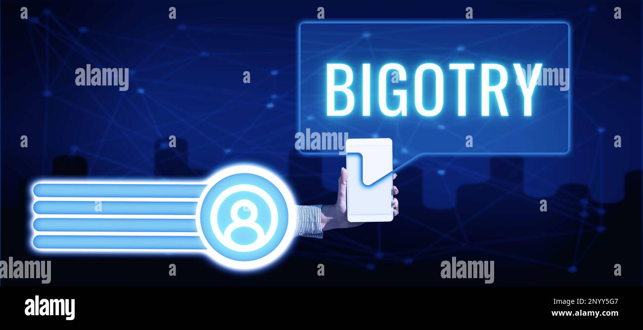 Text caption presenting Bigotry. Business showcase obstinate or ...