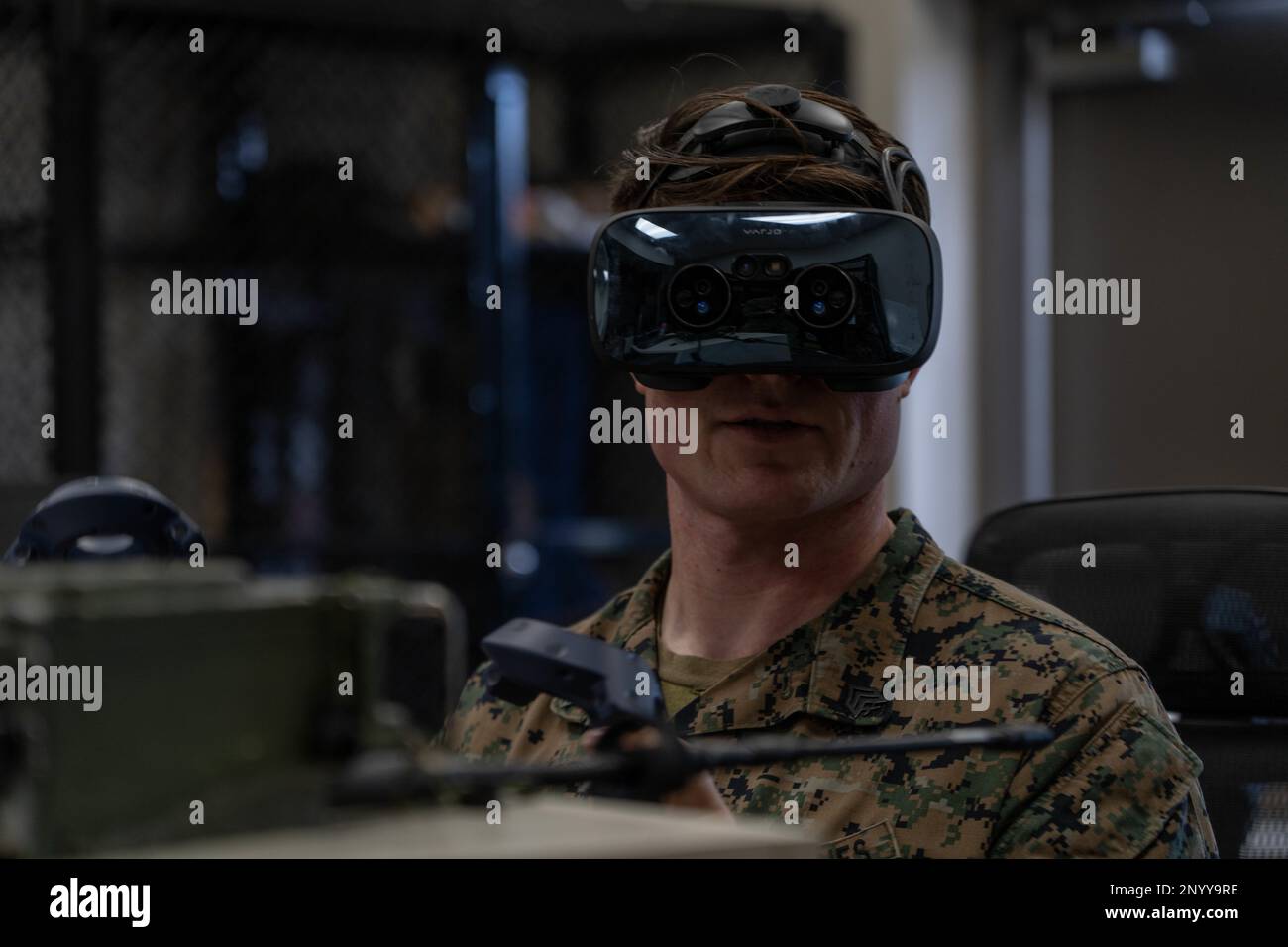 U.S. Marine Corps Sgt. Mason Whatley, a radio operator with 1st Air ...