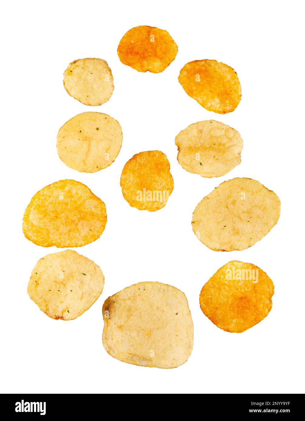 Number 8 made of potato chips and isolated on white background. Food ...