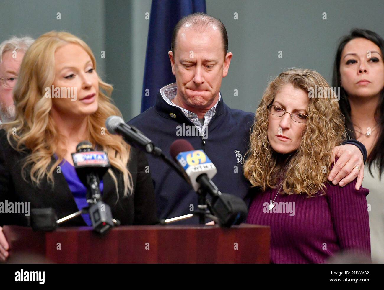 Jim and Evelyn Piazza stand by as Centre County District Attorney Stacy ...