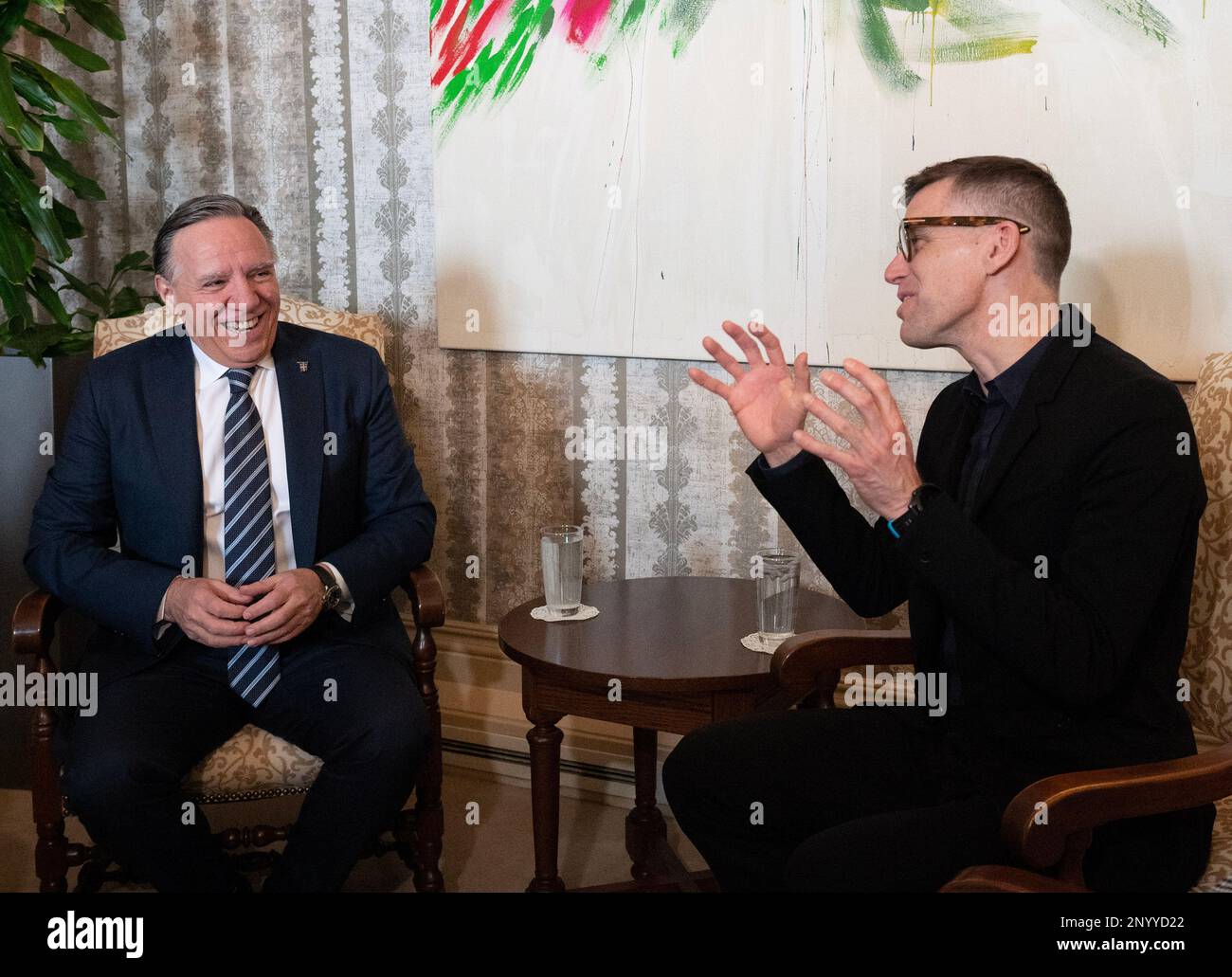 Quebec Premier Francois Legault, left, and Quebec City mayor Bruno ...
