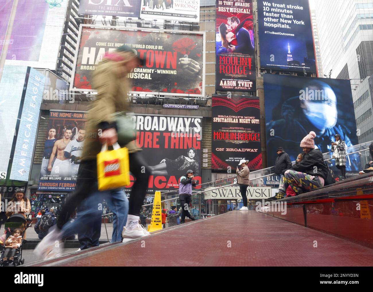 New York, United States. 02nd Mar, 2023. Pedestrians walk in Times ...