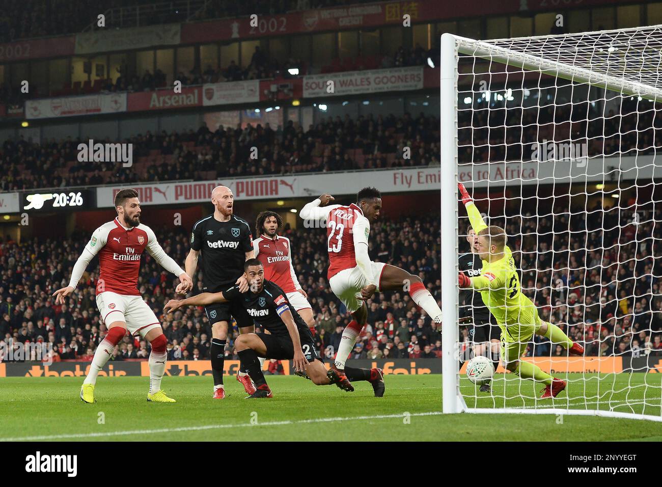 Danny Welbeck of Arsenal scores his sides first goal to make the ...