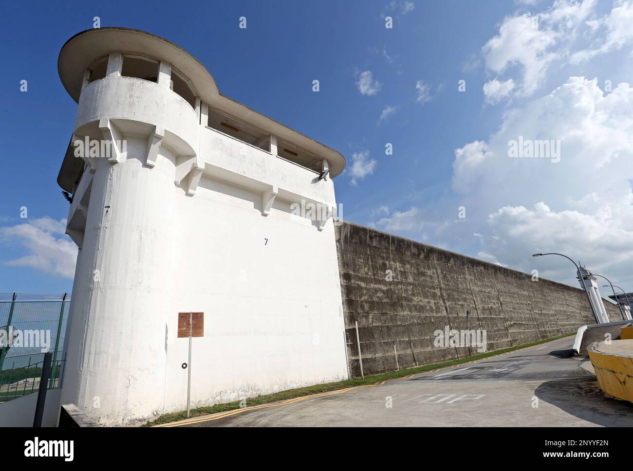 The Changi Prison entrance was built within a 6m-tall wall. Left ...