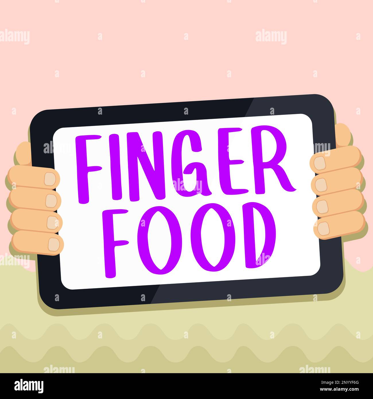 Conceptual caption Finger Food. Word for products and digestives that ...