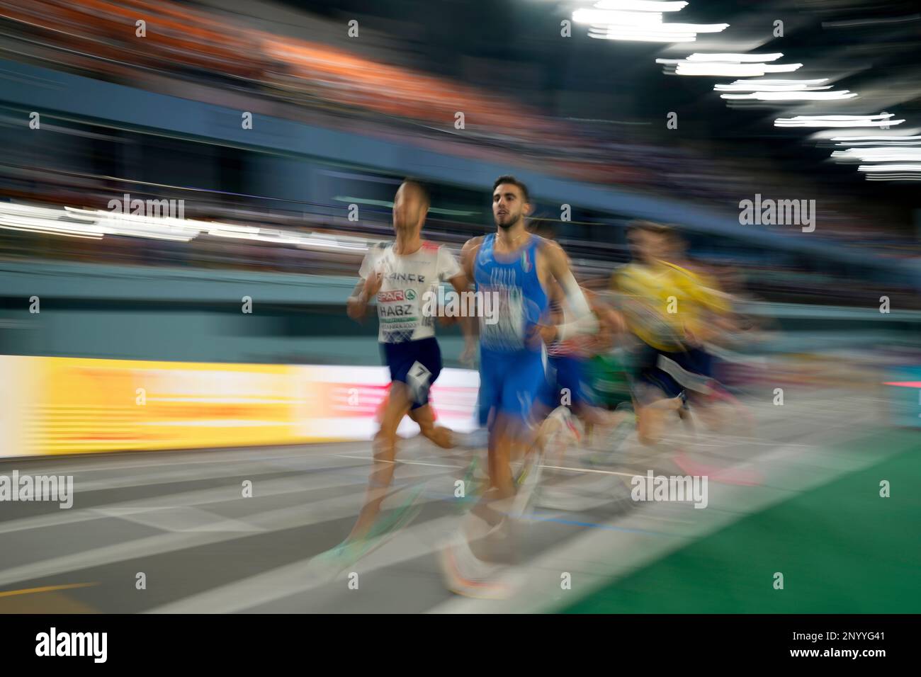 Azeddine Habz, of France, left, and Federico Riva, of Italy, compete in ...